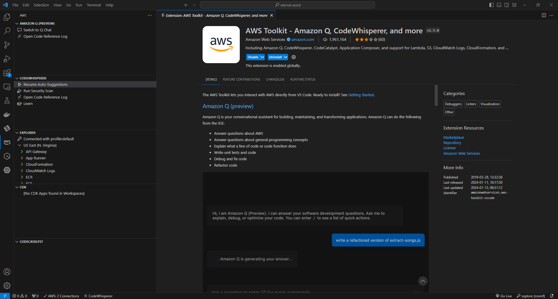 Code Companion AI: Installing Amazon Code Whisperer in VS Code - Slight ...